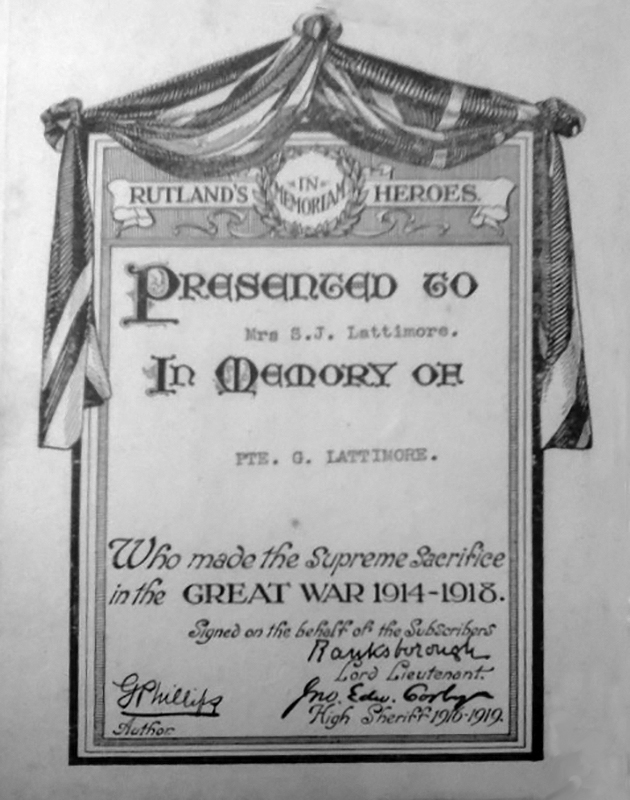 Private George Lattimore | Rutland Remembers